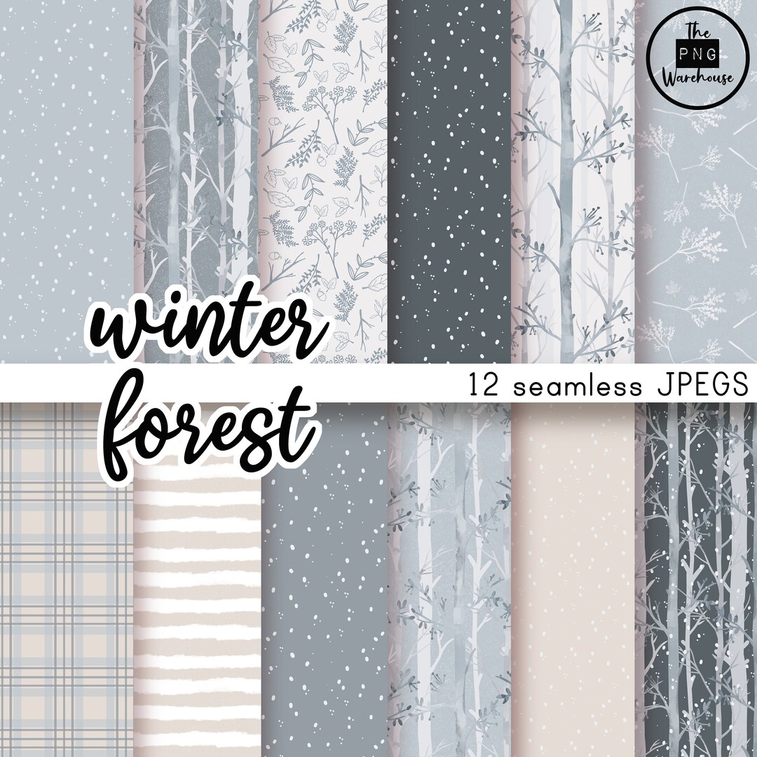 WINTER FOREST - Digital Paper Pack - 12 Jpegs - Instant Download ...