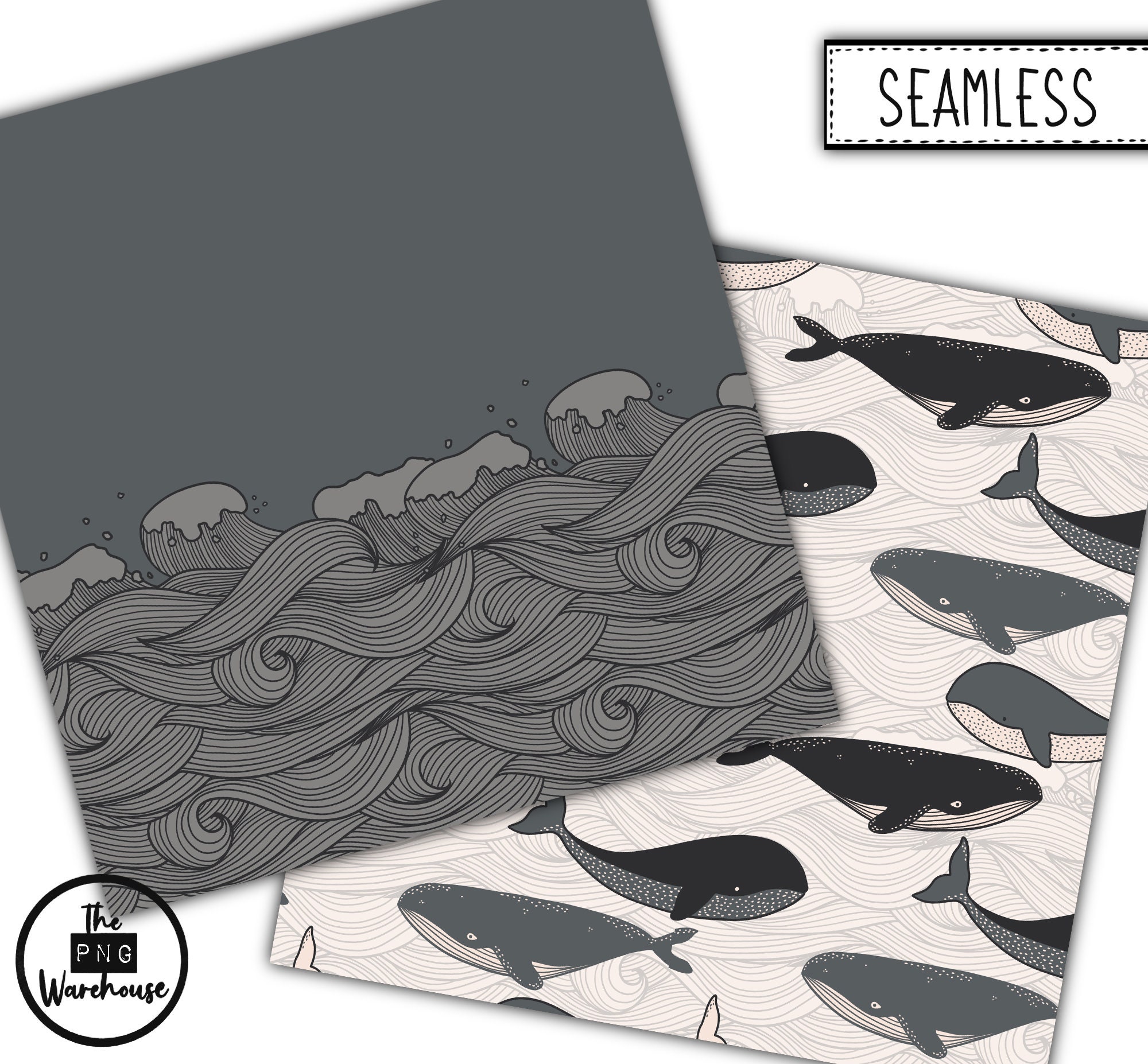 OCEAN WHALES Digital Paper Pack 12 Jpegs Instant - Etsy
