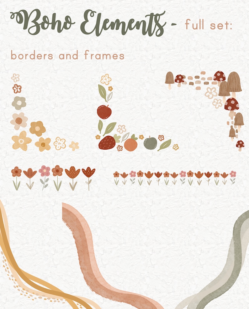 BOHO ELEMENTS - 67 Png Clip Art Designs - Instant Download 300 Dpi ...