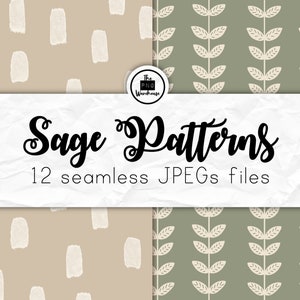 SAGE BOHO PATTERNS V2 Digital Paper Pack - 12 Jpegs - Instant Download ...