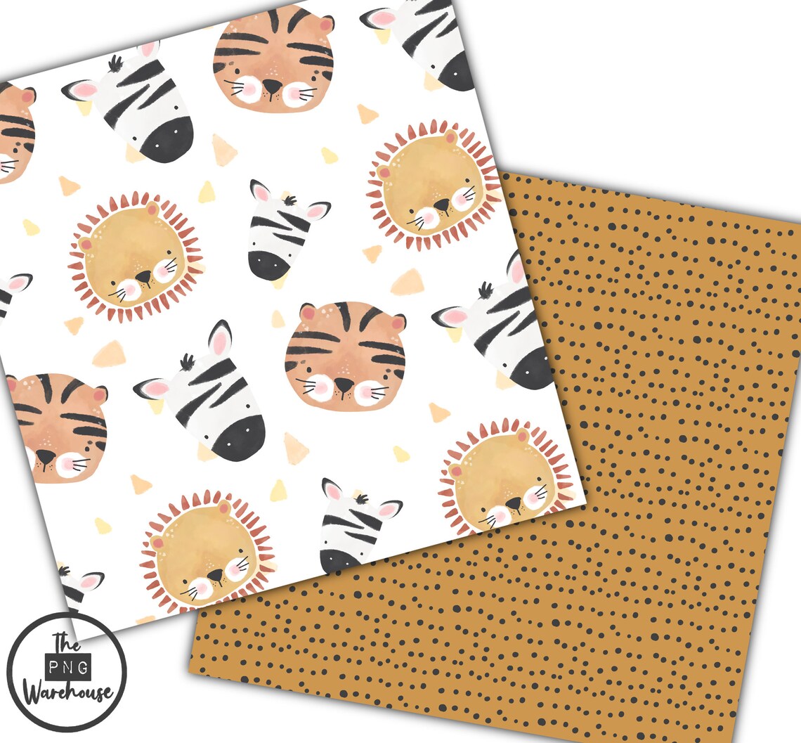 SAFARI ANIMALS - Seamless Digital Paper Pack - 12 Jpegs - Instant ...
