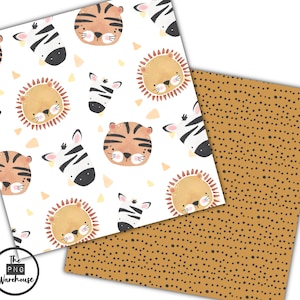 SAFARI ANIMALS - Seamless Digital Paper Pack - 12 Jpegs - Instant ...
