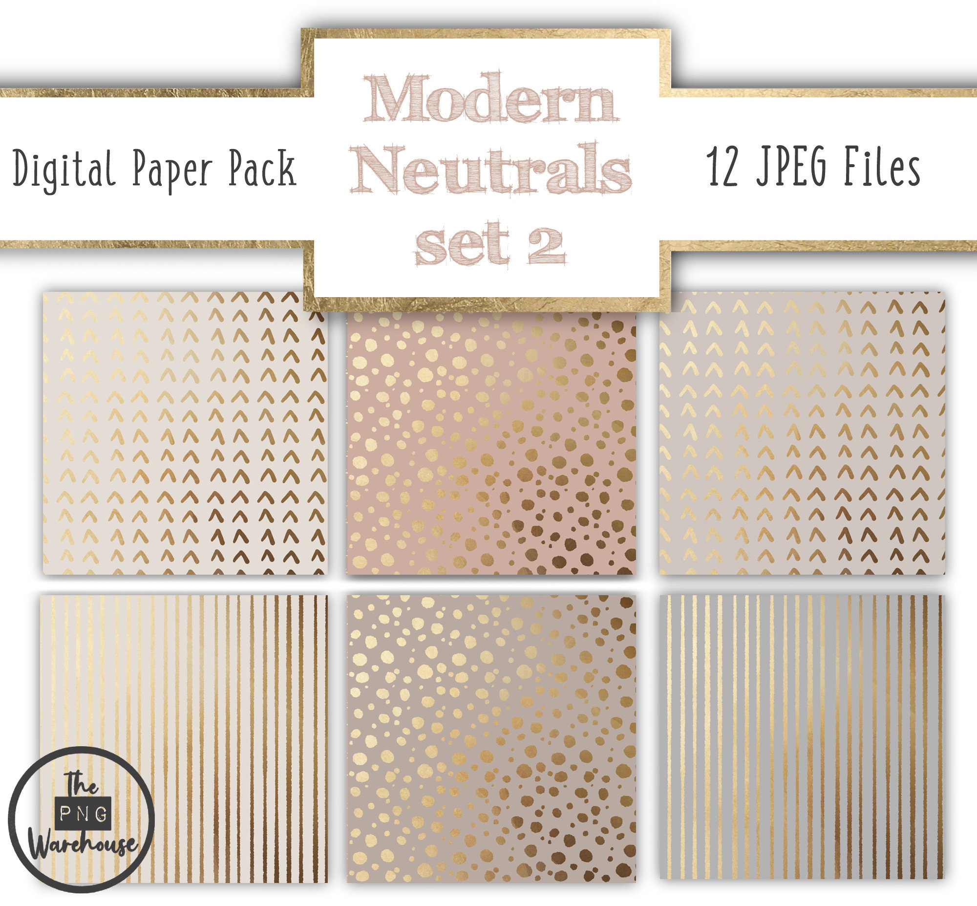 MODERN NEUTRALS SET 2 - Digital Paper Pack - 12 Jpegs - Instant ...