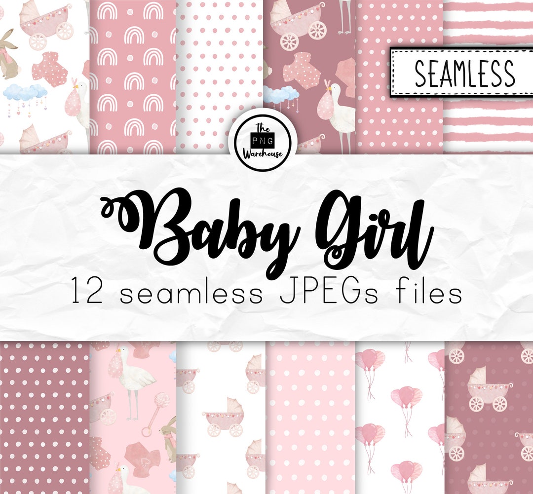 GIRLS BABY SHOWER Digital Paper Pack 12 Jpegs Instant - Etsy