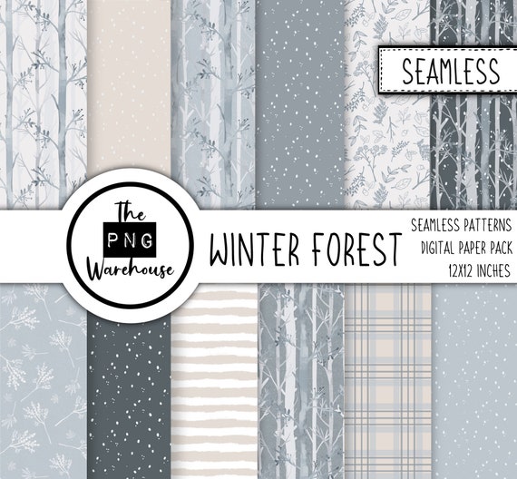 WINTER FOREST Digital Paper Pack 12 Jpegs Instant - Etsy