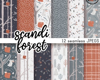 SCANDI FOREST - Seamless Digital Paper Pack - 12 Jpegs - Instant ...