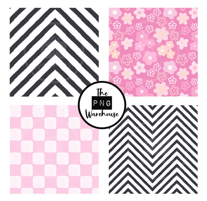Hot PINK Inspired Patterns - Digital Paper Pack - 12 Jpegs - Instant ...