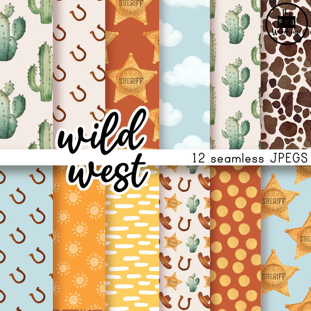 WILD WEST PATTERNS - Seamless Pattern Pack - 12 Jpegs - Instant ...