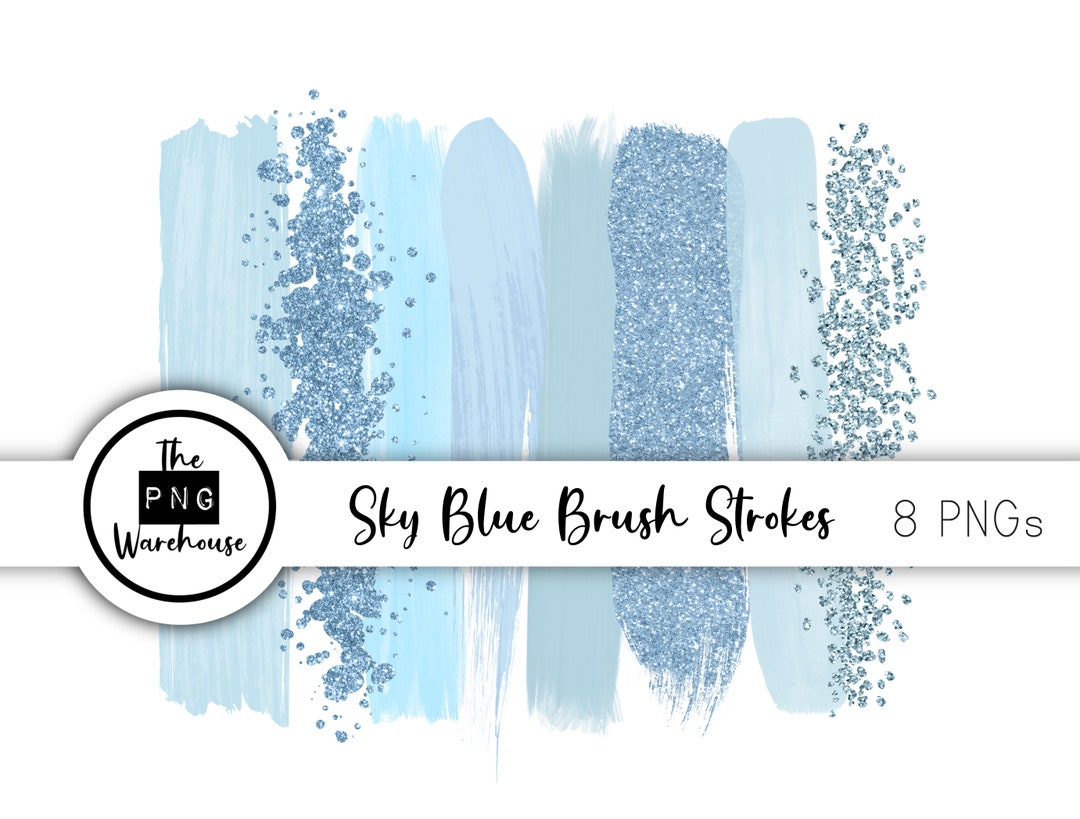8 SKY BLUE BRUSHSTROKES - 8 Png Clip Art Designs - Instant Download 300 ...