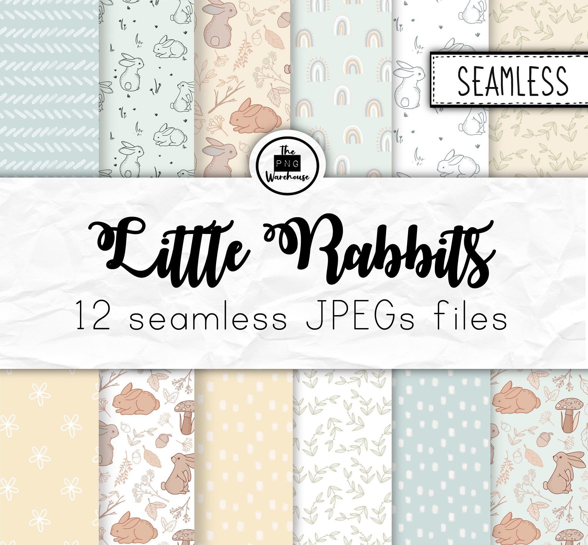 LITTLE RABBITS Seamless Digital Paper Pack 12 Jpegs - Etsy