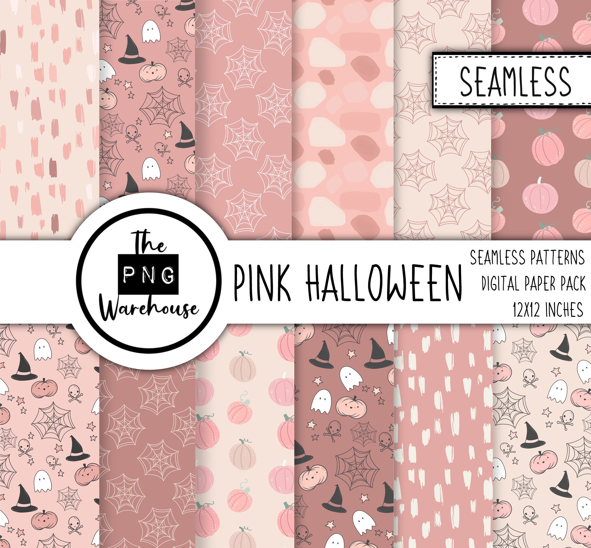 PINK HALLOWEEN Digital Paper Pack 12 Jpegs Instant - Etsy
