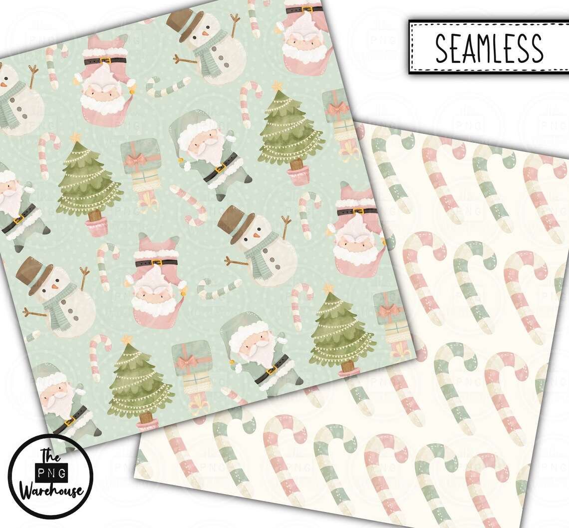 PASTEL CHRISTMAS Digital Paper Pack 12 Jpegs Instant | Etsy
