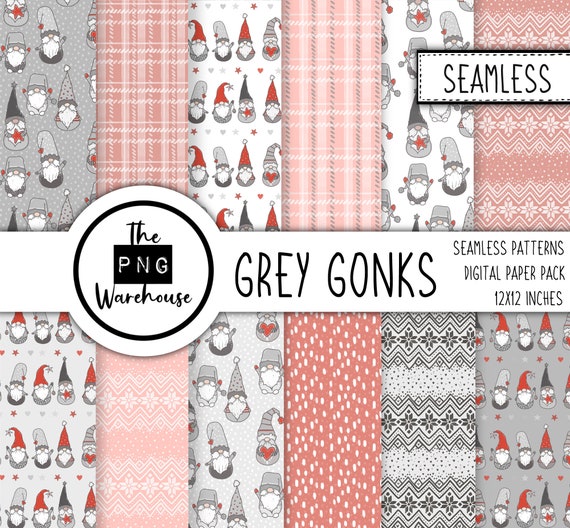 GREY GONK CHRISTMAS Digital Paper Pack 12 Jpegs Instant | Etsy
