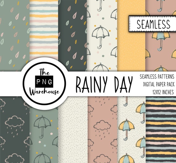 RAINY DAY Seamless Digital Paper Pack 12 Jpegs Instant | Etsy