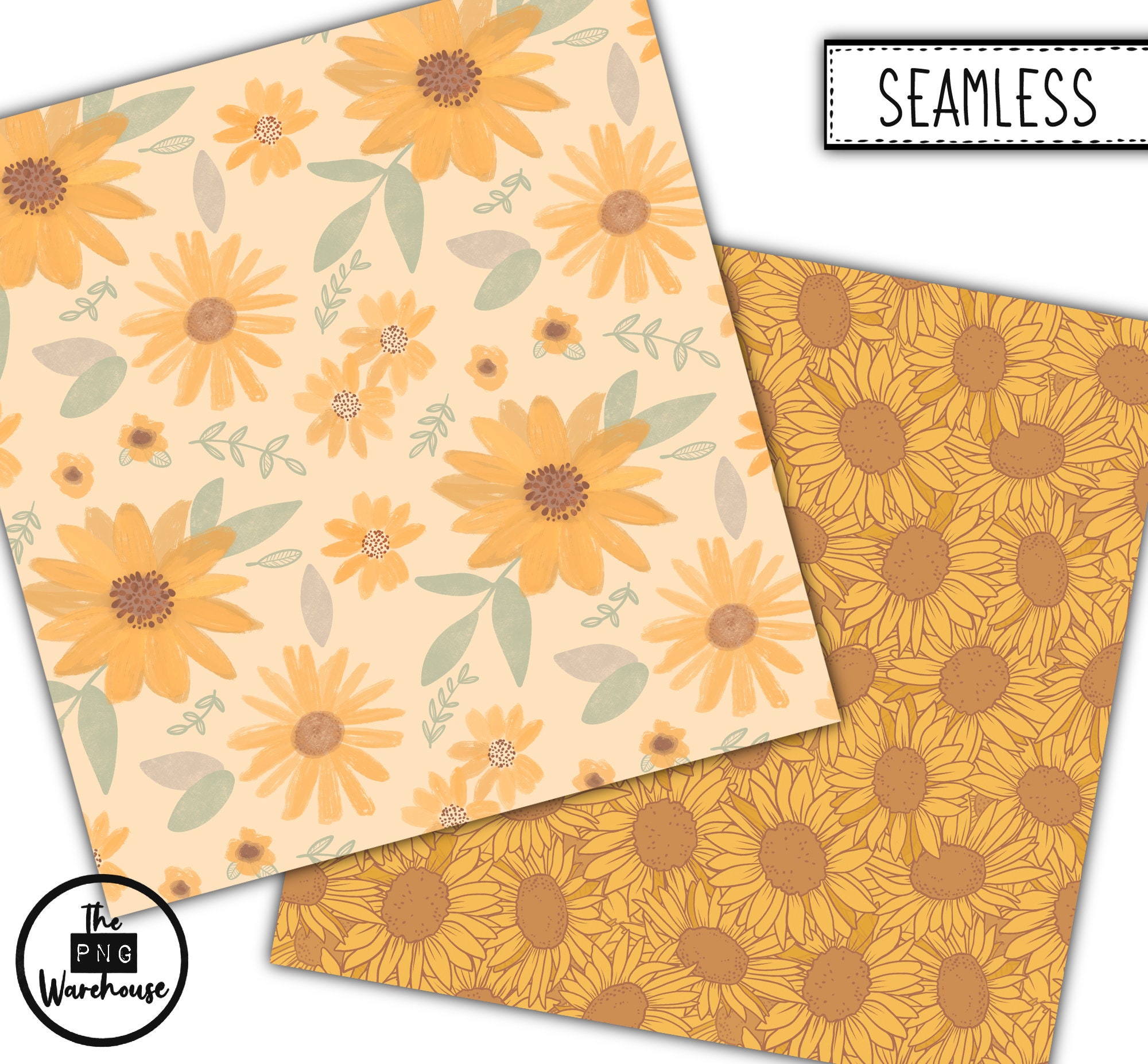 SUNFLOWERS Digital Paper Pack 12 Jpegs Instant Download - Etsy