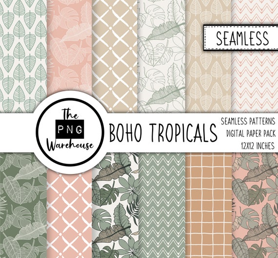 BOHO TROPICAL PATTERNS Digital Paper Pack 12 Jpegs | Etsy