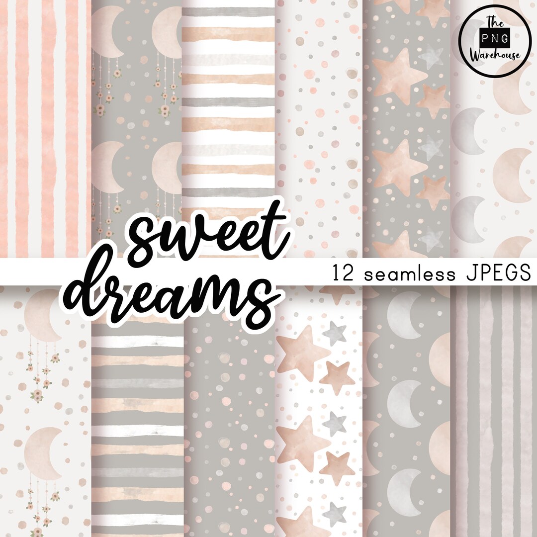 WATERCOLOUR SWEET DREAMS - Seamless Digital Paper Pack - 12 Jpegs ...