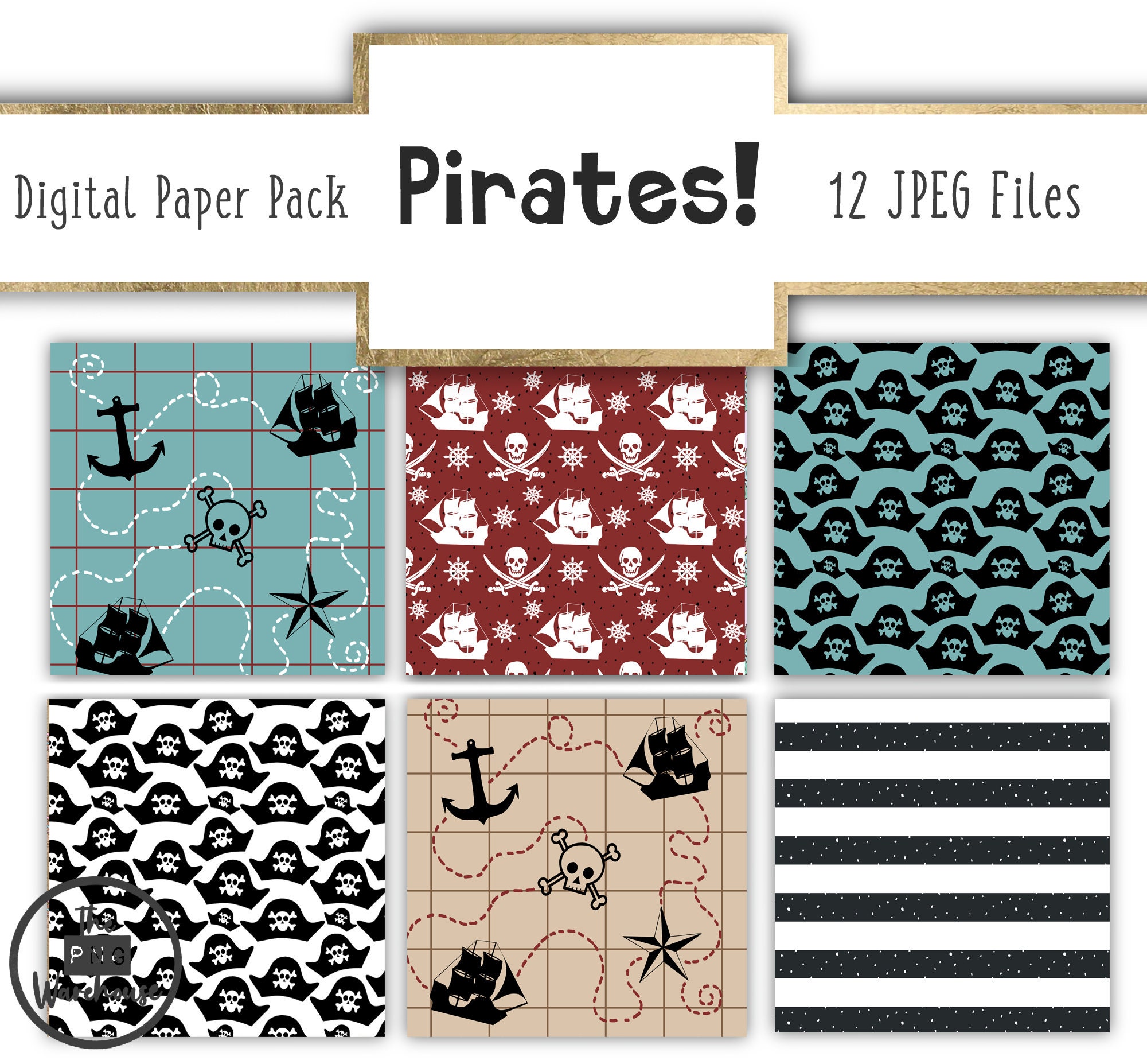 PIRATES Digital Paper Pack 12 Jpegs Instant Download - Etsy