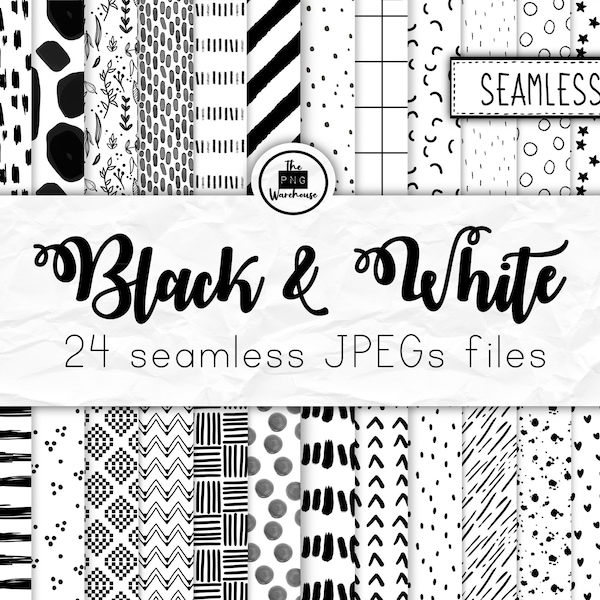 Black and White Digital Papers - Etsy