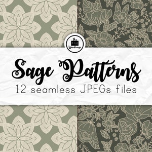SAGE BOHO PATTERNS V2 Digital Paper Pack - 12 Jpegs - Instant Download ...