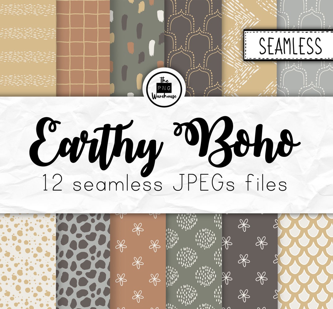 EARTHY BOHO DOODLES - Digital Paper Pack - 12 Jpegs - Instant Download ...