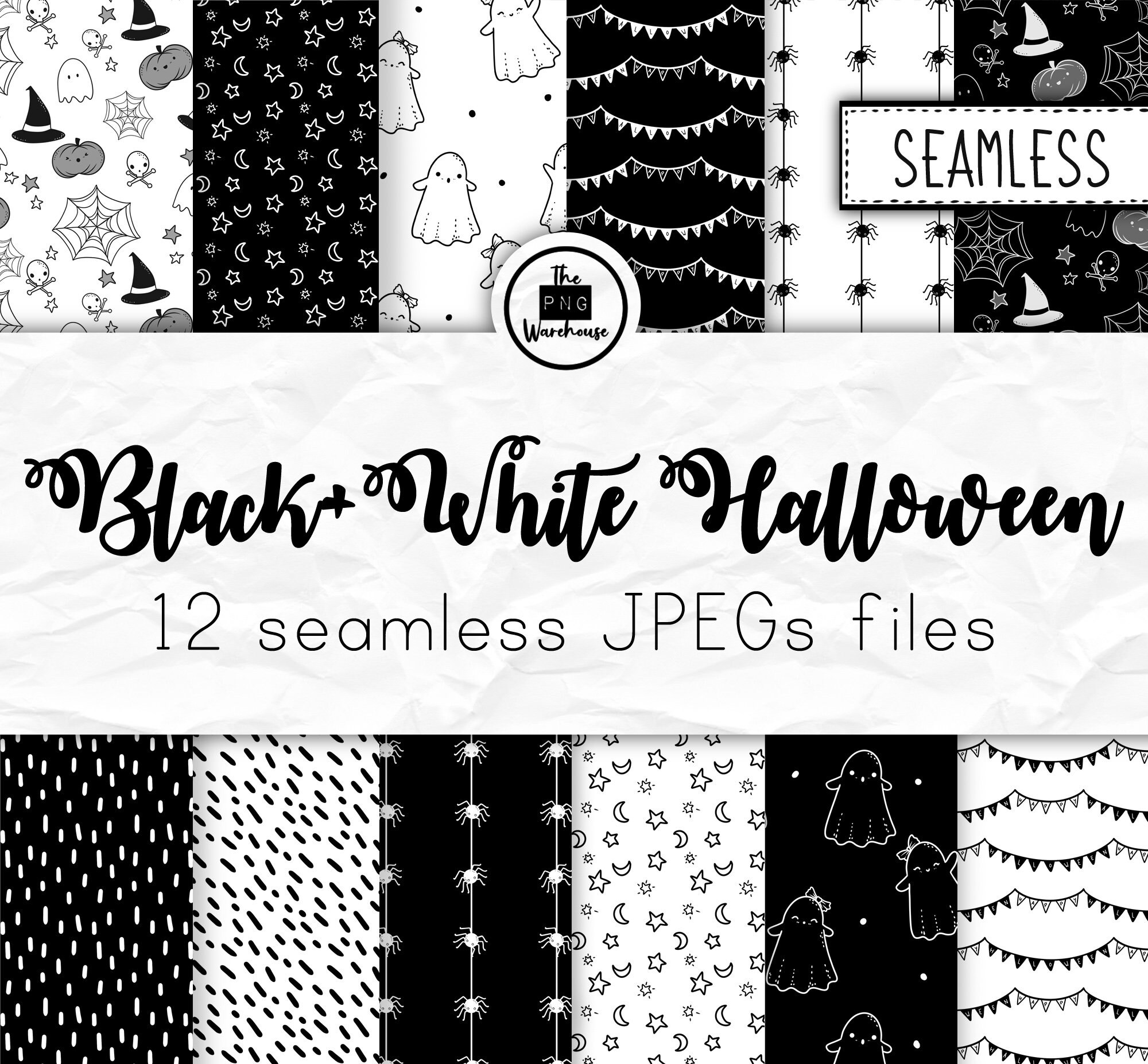 Black And White Halloween Scrapbook Paper