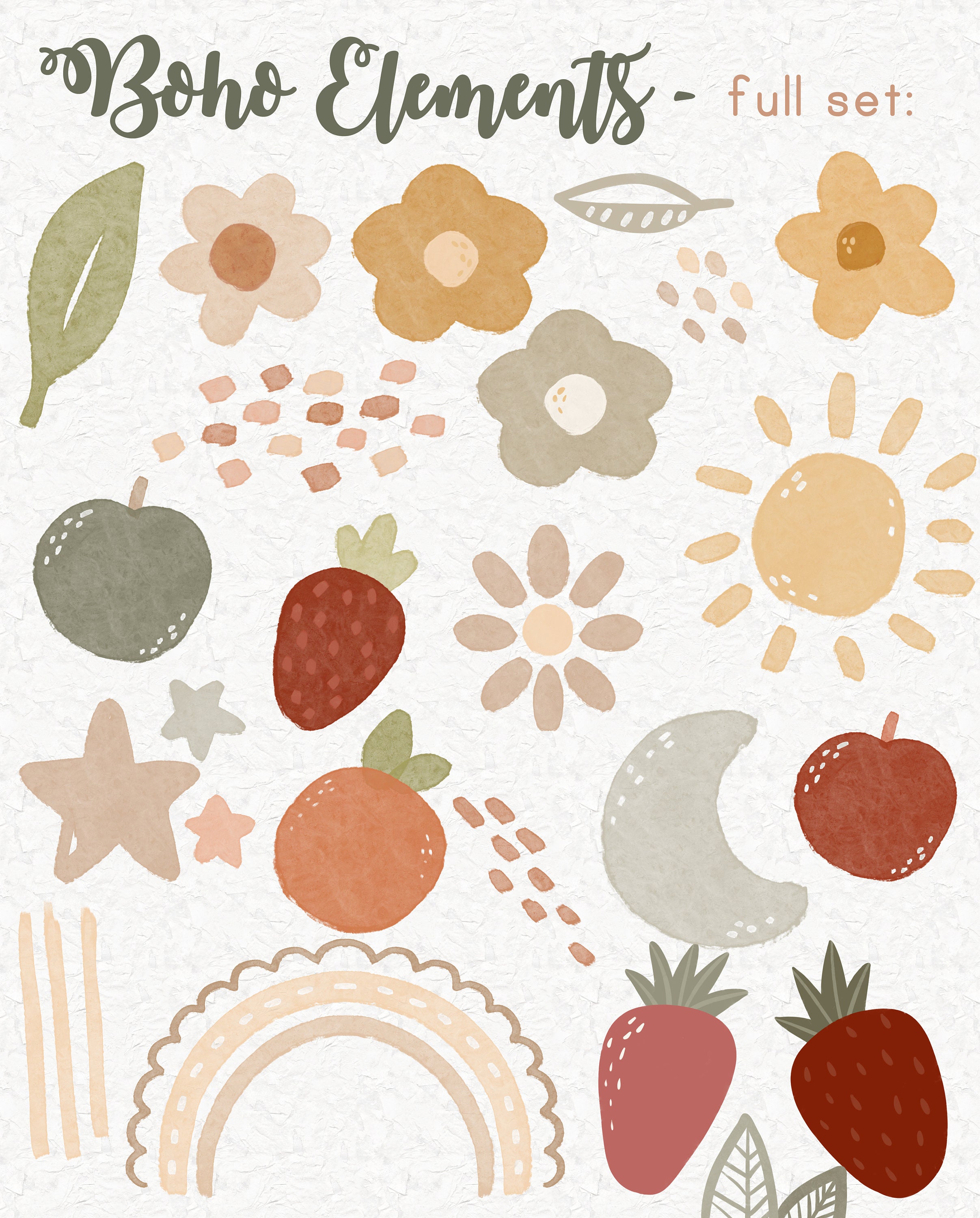 BOHO ELEMENTS - 67 Png Clip Art Designs - Instant Download 300 Dpi ...