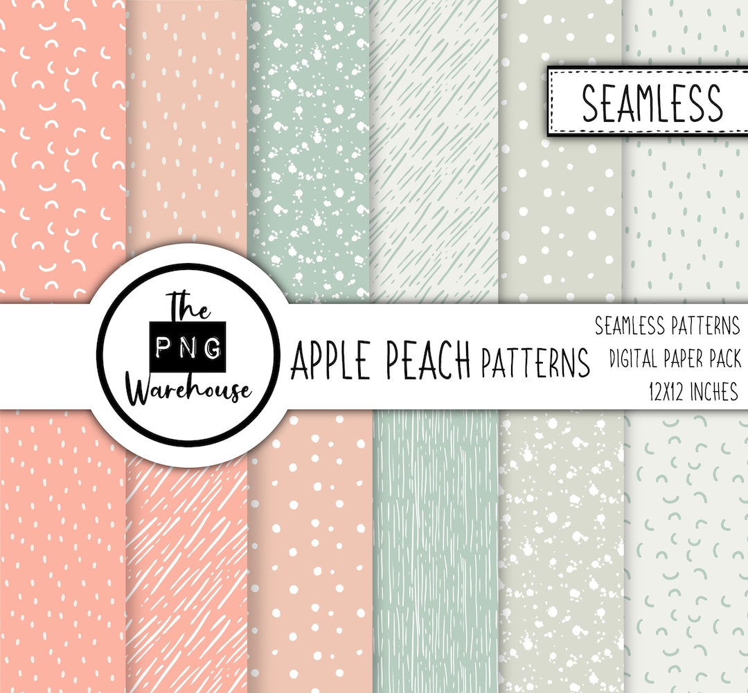 APPLE + PEACH PATTERNS - Digital Paper Pack - 12 Jpegs - Instant ...