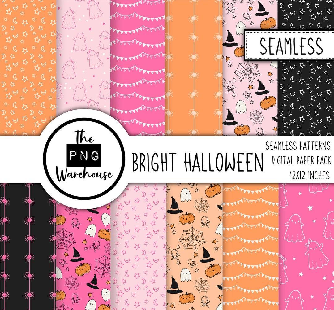 BRIGHT HALLOWEEN Digital Paper Pack 12 Jpegs Instant - Etsy