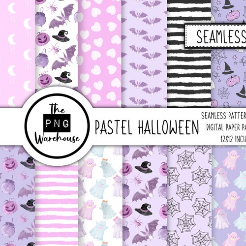Pastel Halloween Digital Paper Cute Spooky Seamless Pattern - Etsy