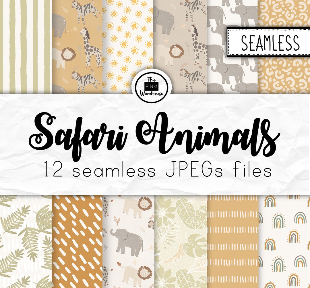SAFARI ANIMALS PATTERNS Digital Paper Pack 12 Jpegs - Etsy