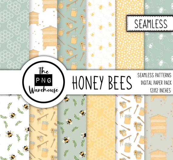HONEY BEES Digital Paper Pack 12 Jpegs Instant Download | Etsy