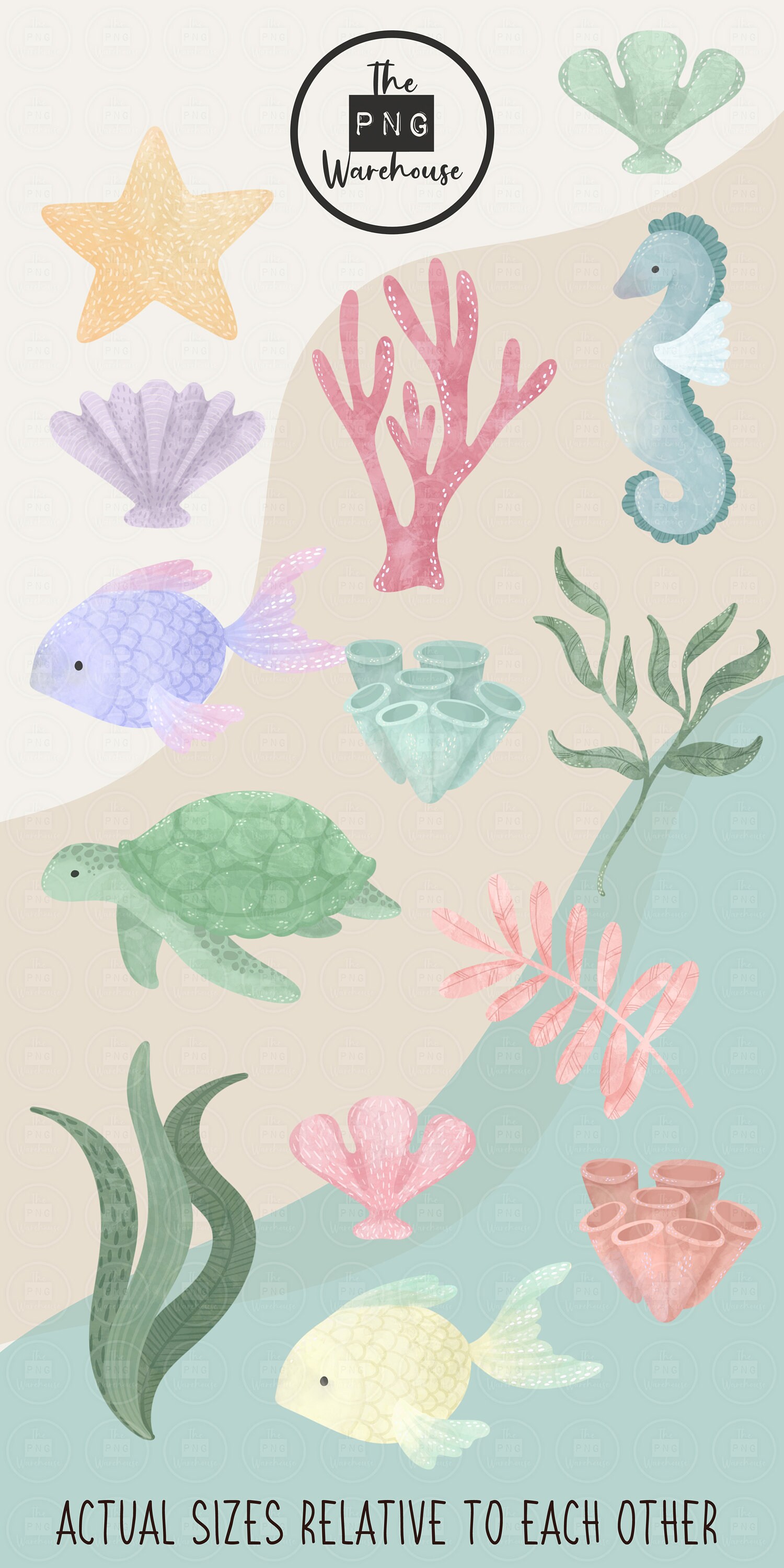 SEA CREATURES Clip Art Set 31 Pngs Instant Download - Etsy