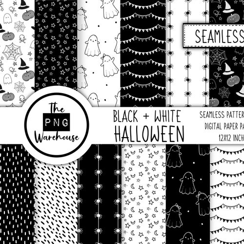 BLACK WHITE HALLOWEEN Digital Paper Pack 12 Jpegs - Etsy