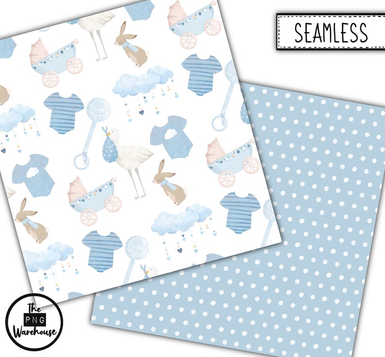 BOYS BABY SHOWER - Digital Paper Pack - 12 Jpegs - Instant Download ...