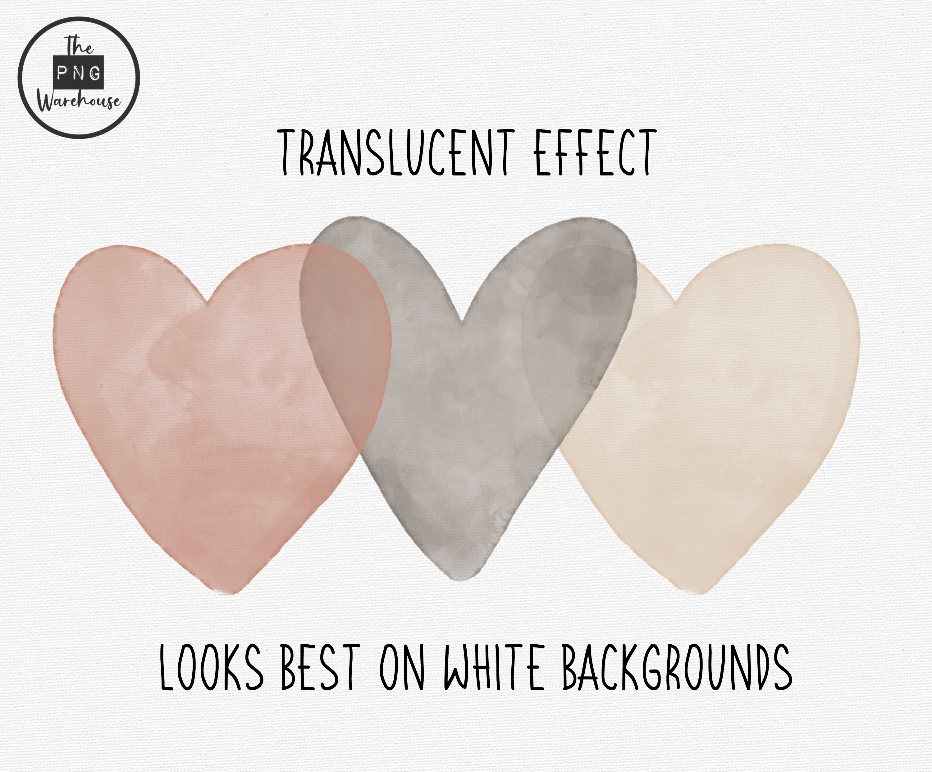 28 NEUTRAL WATERCOLOUR HEARTS Clip Art 28 Png Designs | Etsy
