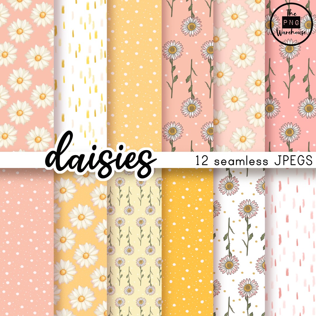 DAISIES - Digital Paper Pack - 12 Jpegs - Instant Download - 300dpi ...