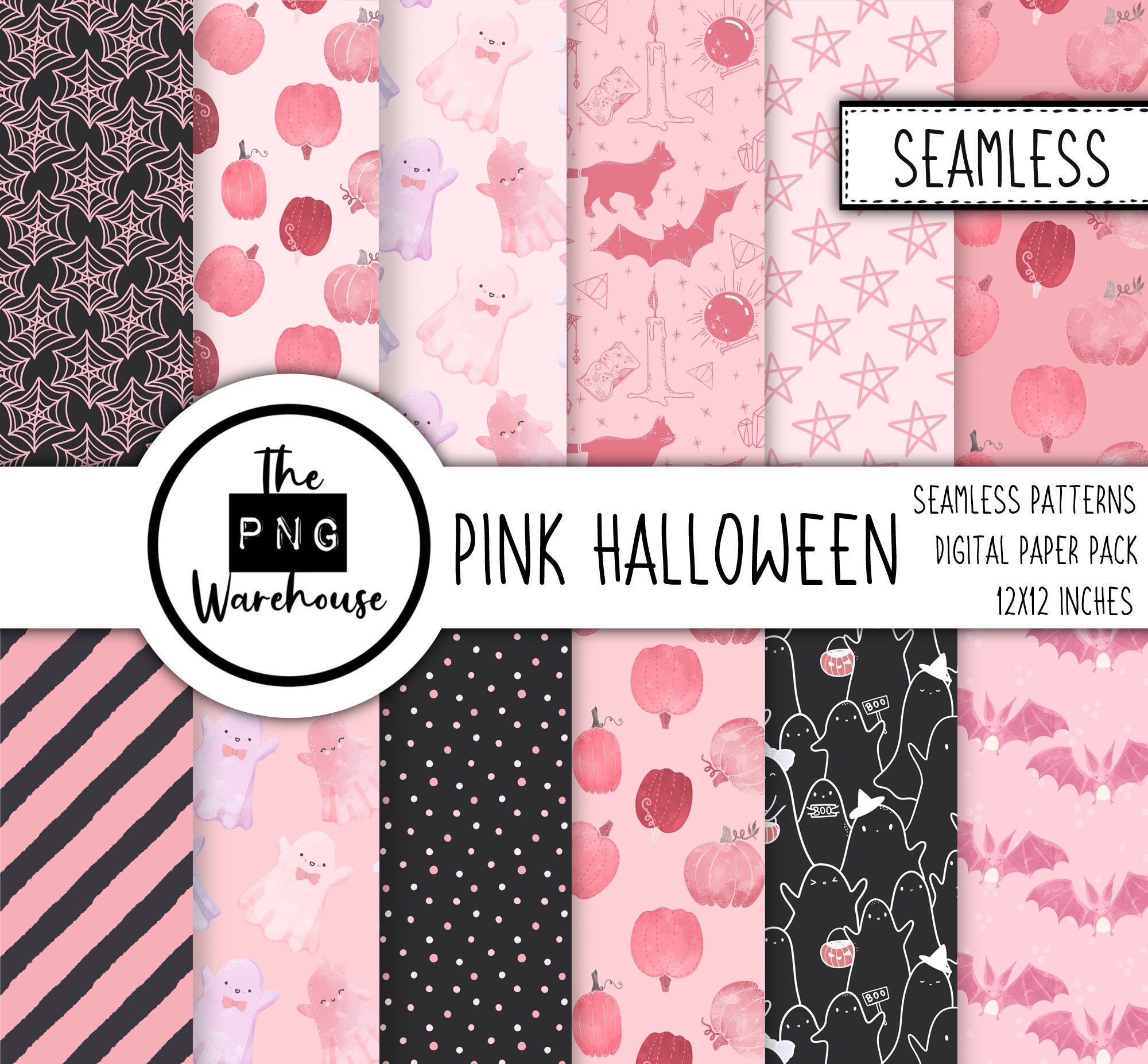 PINK HALLOWEEN Digital Paper Pack 12 Jpegs Instant - Etsy