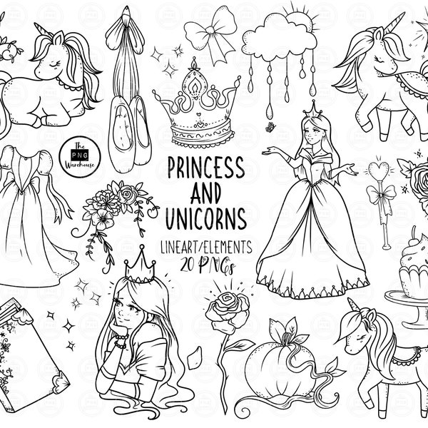 Princess Line Art - Etsy