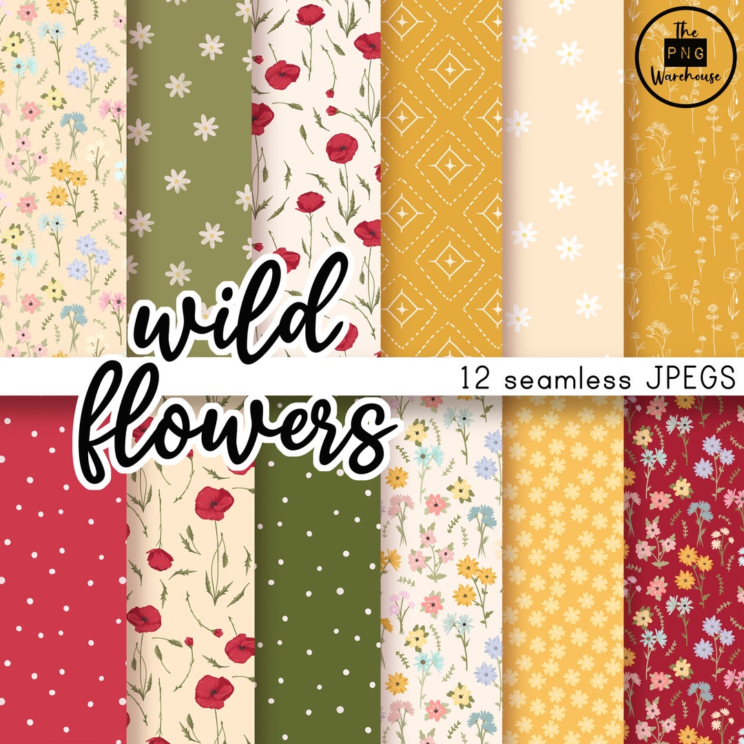 WILD FLOWERS - Digital Paper Pack - 12 Jpegs - Instant Download ...