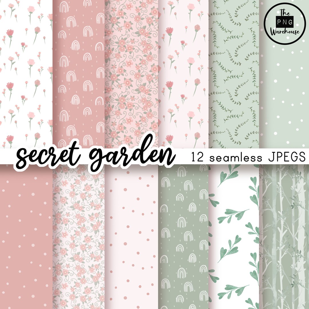 SECRET GARDEN - Digital Paper Pack - 12 Jpegs - Instant Download ...