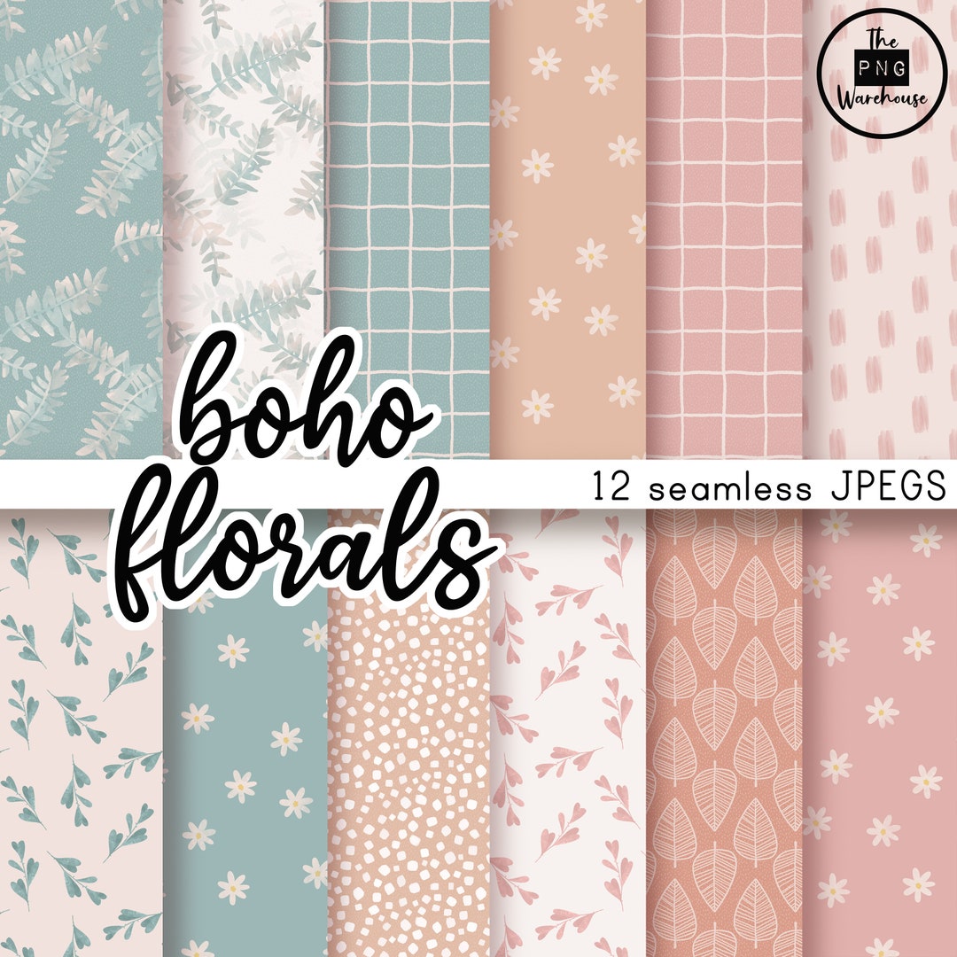 BOHO FLORALS - Digital Paper Pack - 12 Jpegs - Instant Download ...