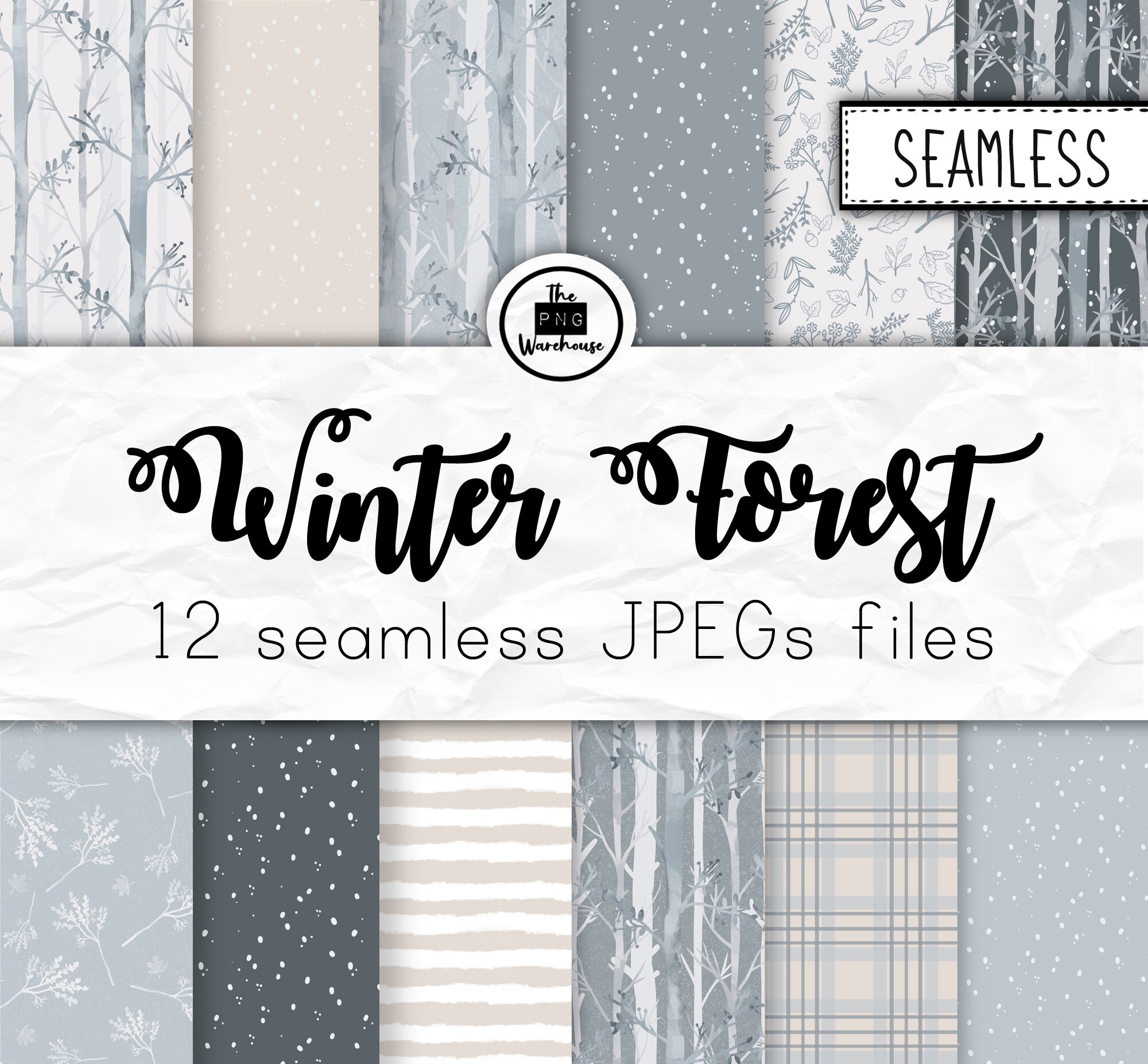 WINTER FOREST Digital Paper Pack 12 Jpegs Instant - Etsy