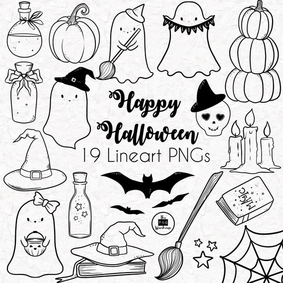 Happy Halloween Black And White Clip Art