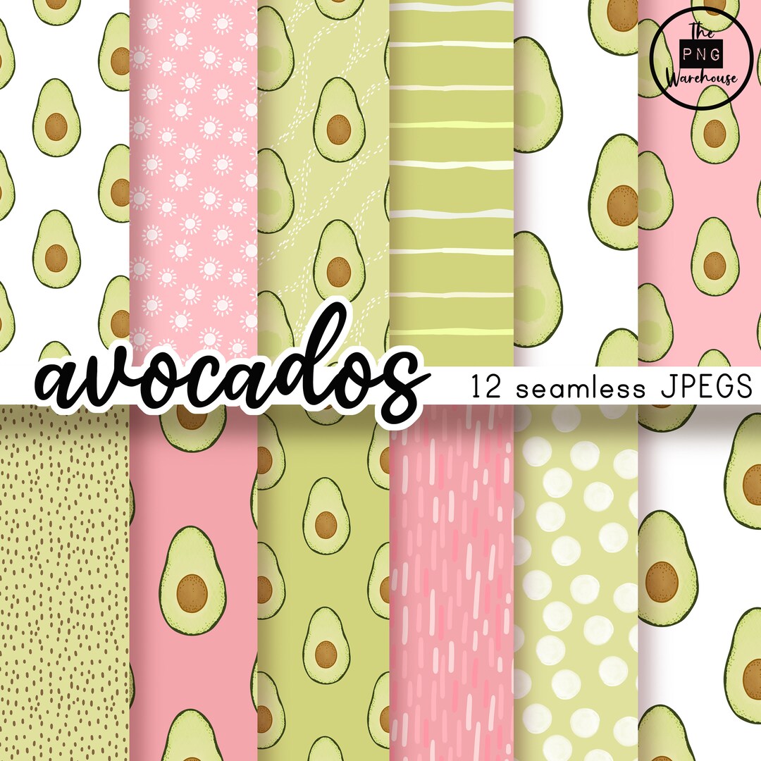 AVOCADOS - Digital Paper Pack - 12 Jpegs - Instant Download - 300dpi ...