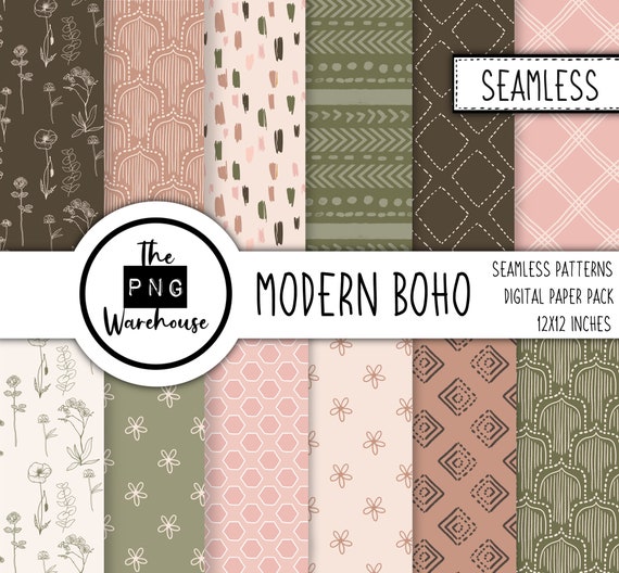 MODERN BOHO Seamless Digital Paper Pack 12 Jpegs Instant | Etsy