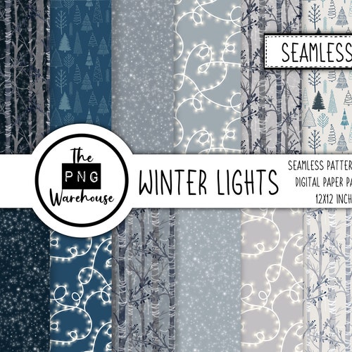 WINTER LIGHTS Digital Paper Pack 12 Jpegs Instant - Etsy