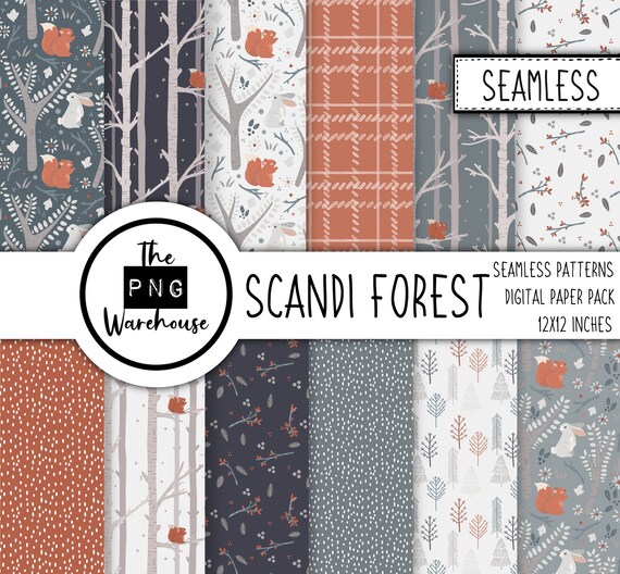 SCANDI FOREST Seamless Digital Paper Pack 12 Jpegs - Etsy