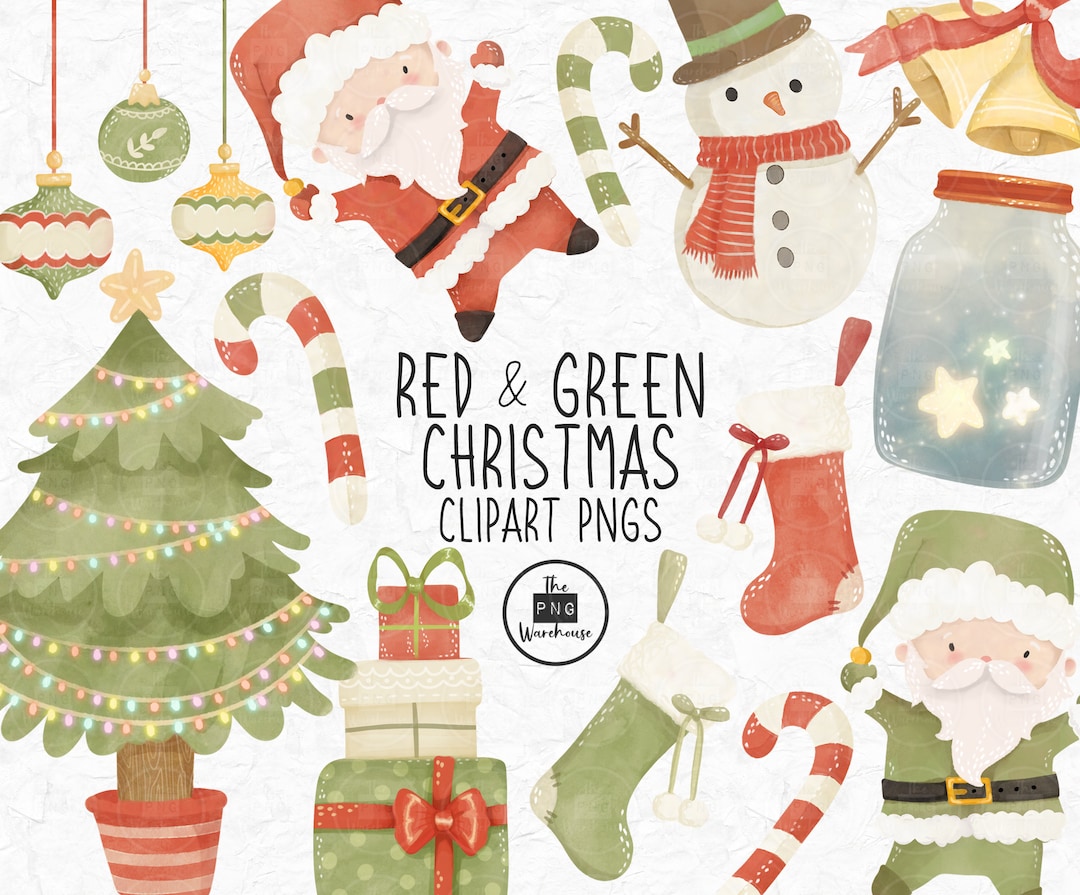Red Green CHRISTMAS CLIPART - 16 Pngs - Instant Download - 300dpi ...