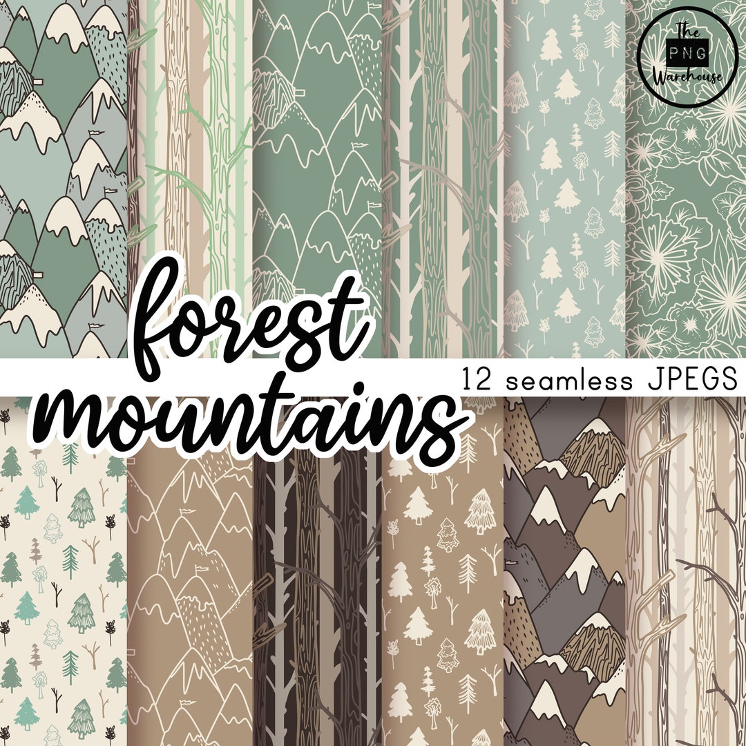 FOREST + MOUNTAINS - Digital Paper Pack - 12 Jpegs - Instant Download ...